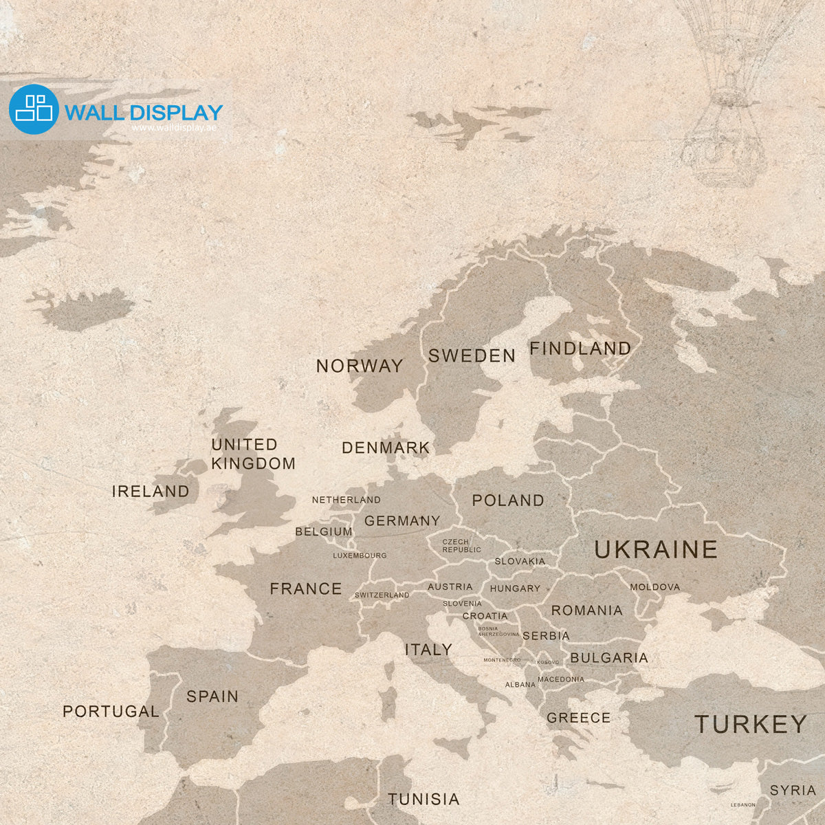 Vintage World Map wall mural in Dubai, Abu Dhabi and all UAE