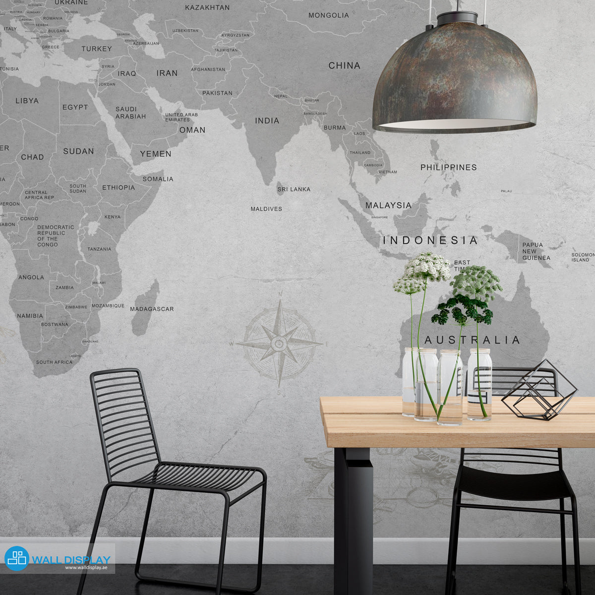 Vintage World Map wall mural in Dubai, Abu Dhabi and all UAE