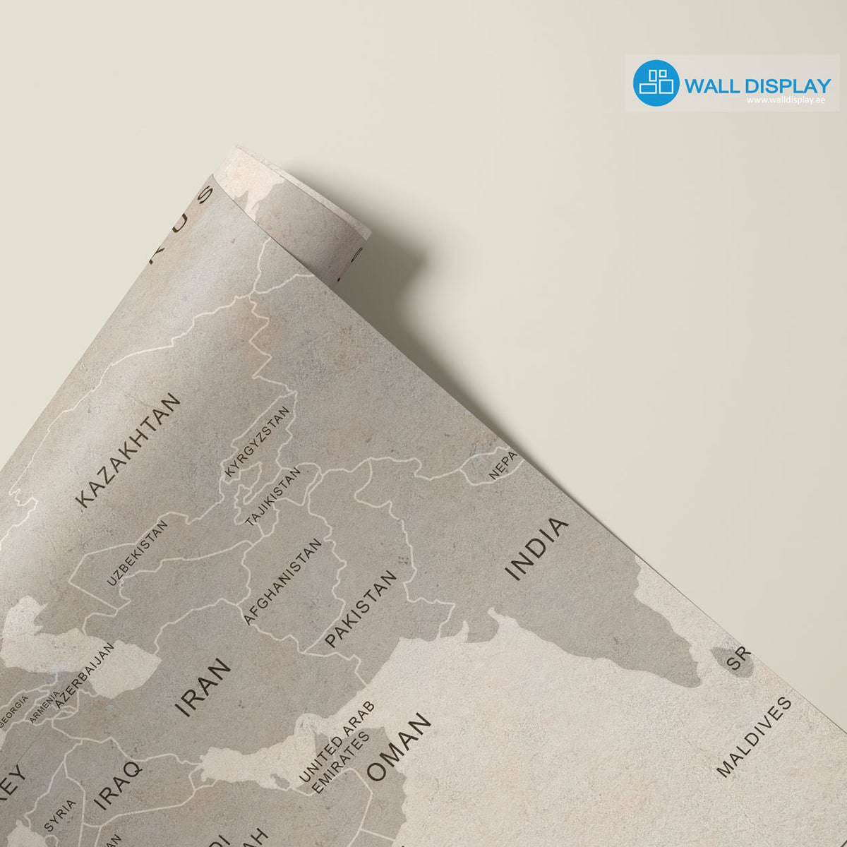 Vintage World Map wall mural in Dubai, Abu Dhabi and all UAE